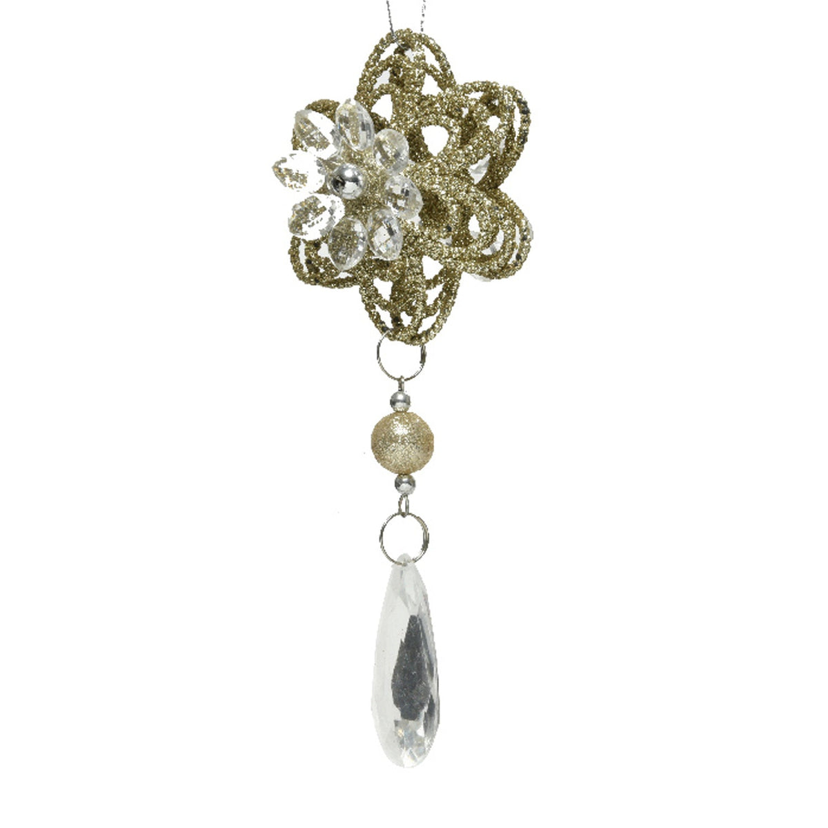 Flower With Teardrop Crystal And Bauble 4X7.5X14.5Cm – Grandiflora