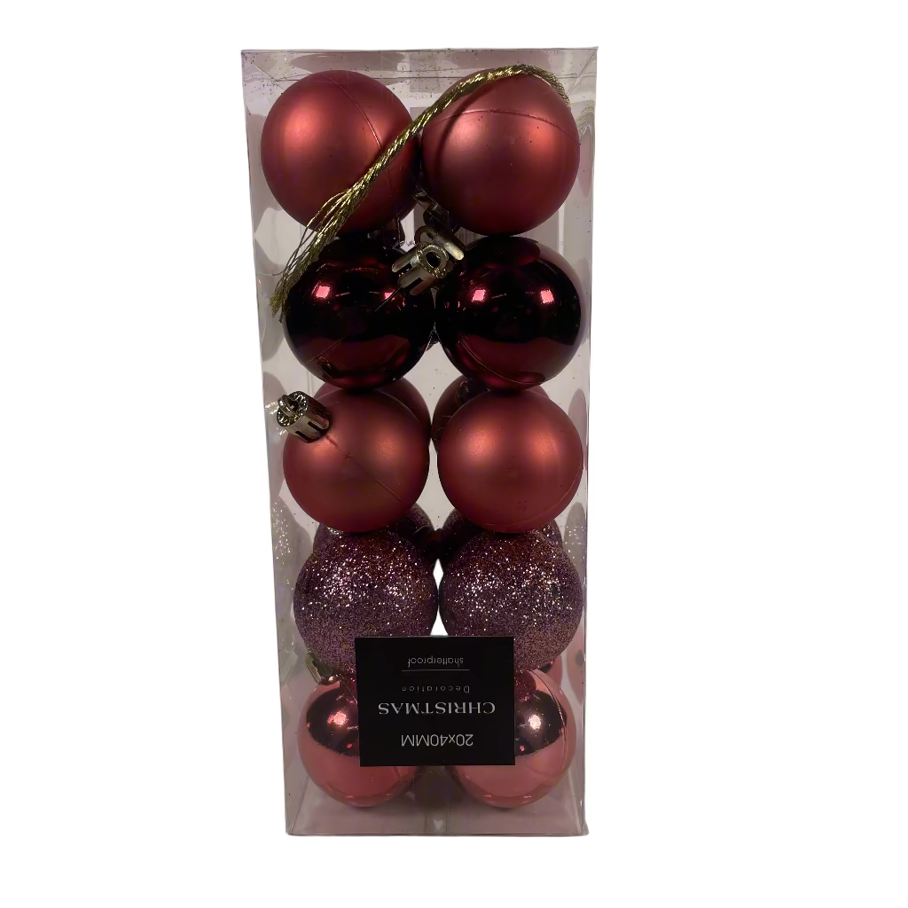 Xmas ball set of 20 - 4cm - Pink – Grandiflora
